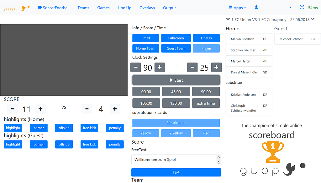 Scoreboard GUI for soccer with guppyi and caspar cg - General ...